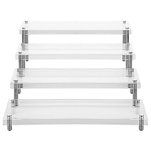 MyGift 4-Tier Clear Acrylic Food Display Stand, Appetizer and Dessert Serving Buffet Risers, Figurine Shelves, Set of 4