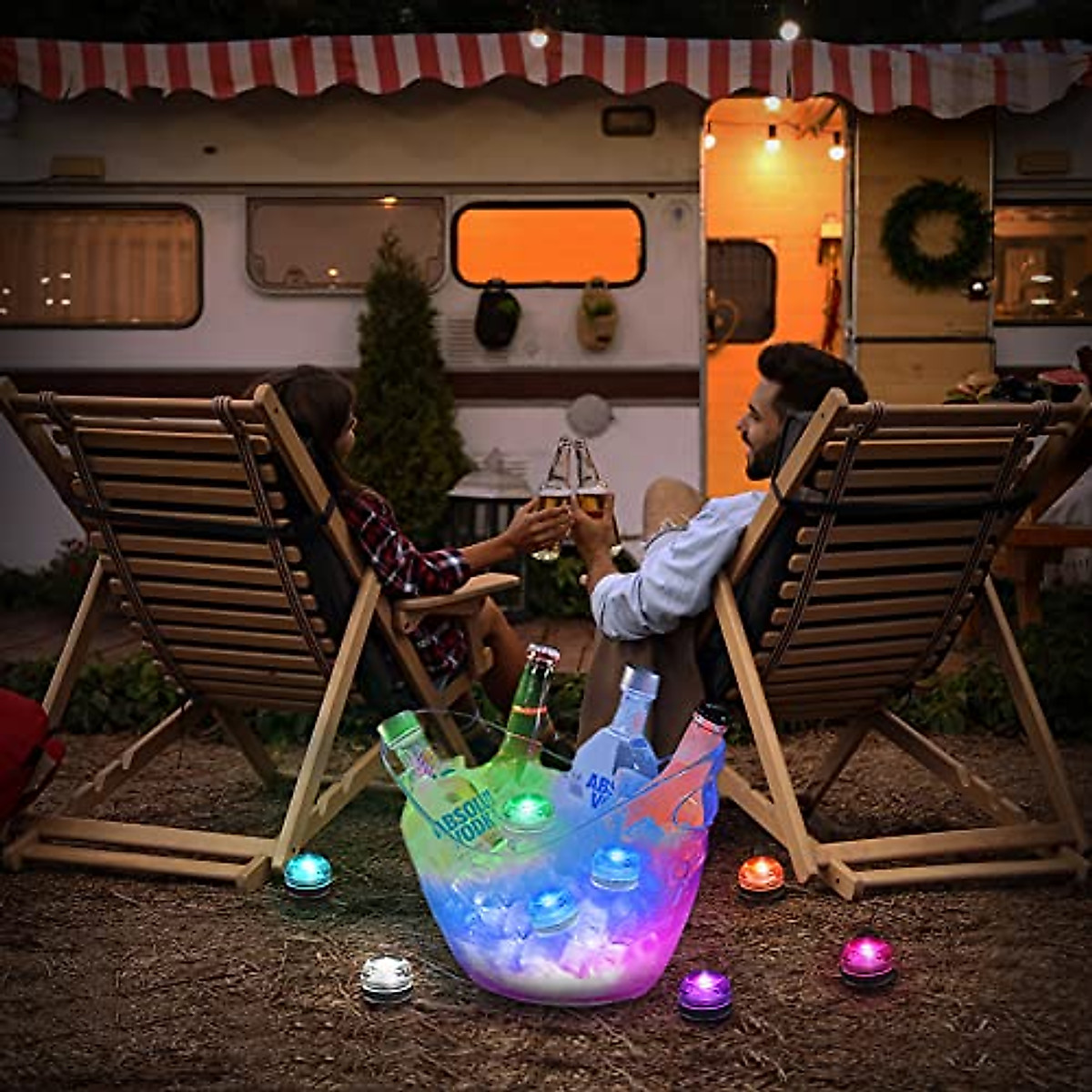 Rikiss Submersible Led Lights with Remote, Waterproof Mini Tea Lights Led Underwater Lights for Vase Centerpiece Aquarium Lights for Fish Tank Fountain Pools Light LED Lamp, Colorful, 10Pcs