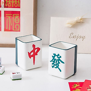 LmlJoo Mahjong coffee cup（400ml） Mahjong Gifts for Women and Men, Funny Gifts for Mahjong Lovers (Red)