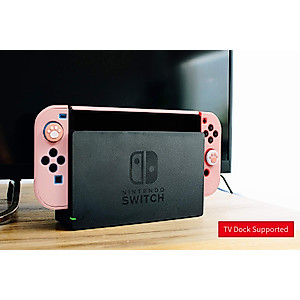 Niclogi Dockable Case for Nintendo Switch, Protective Cover Case Compatible with Nintendo Switch Console and Joy-Con Controller, Separable Hard Cover Case with 2 Thumb Grip Caps(Pink)