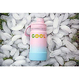 CHILLOUT LIFE 12 oz Kids Insulated Water Bottle for School with Leakproof Spout Lid and Cute Waterproof Stickers, Personalized Stainless Steel Thermos Flask Metal Water Bottle For Girls & Boys