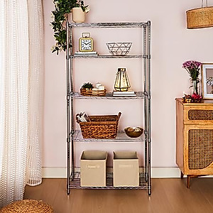 Amazon Basics 5-Shelf Adjustable, Heavy Duty Storage Shelving Unit (350 lbs loading capacity per shelf), Steel Organizer Wire Rack, Chrome (36L x 14W x 72H)