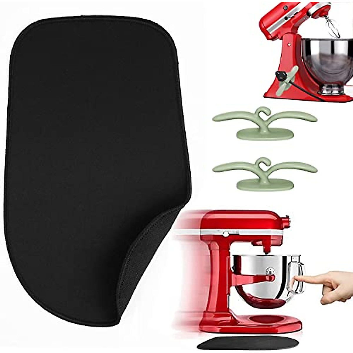 Stand Mixer Sliding Mat for Kitchenaid Mixer, Mixer Mover Slider Mat Compatible with Kitchenaid 4.5-5 Qt Tilt-Head Stand Mixer, Coffee Maker Slider Mat Kitchen Appliances with 2pc Cord Organizers