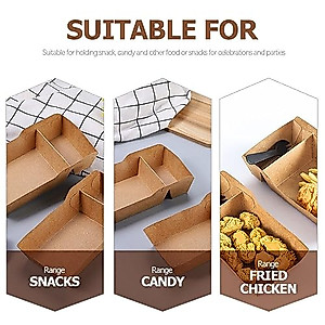 CALLARON Paper Food Container 50Pcs Kraft Paper Boxes Paper Candy Containers Paper Food Container for Cookies, Mini Pies, Cupcakes (Kraft Paper) Food Serving Boats