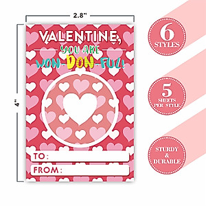 JCVUK Valentine's Day Cards, Love Heart Valentine Gifts Exchange Cards(30 Pieces), Valentine Party Favors School Classroom Gift Exchange and Rewards For Boys Girls(QRJKP-001)