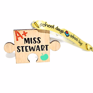 Hiding Place Boutique, Handmade Puzzle Teacher Ornament, Autism Kindergarten Classroom Christmas Personalize Pre K Gift Graduation Elementary Retirement Squad Crew Lunch Science Math Reading Writing