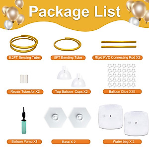 DEYIXUN Gold Balloon Arch Stand Kit, 9.3ft & 6ft Free Bending Soft Balloon Flower Backdrop Stands Set with Water Base for Birthday Party Decorations Baby Shower Wedding Graduation Balloons Decor