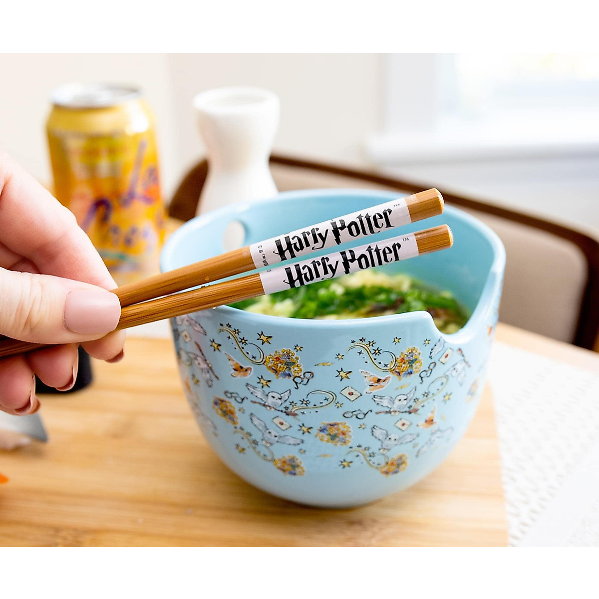 Harry Potter Hogwarts Icons Dinnerware Set | 20-Ounce Ramen Bowl With Chopsticks