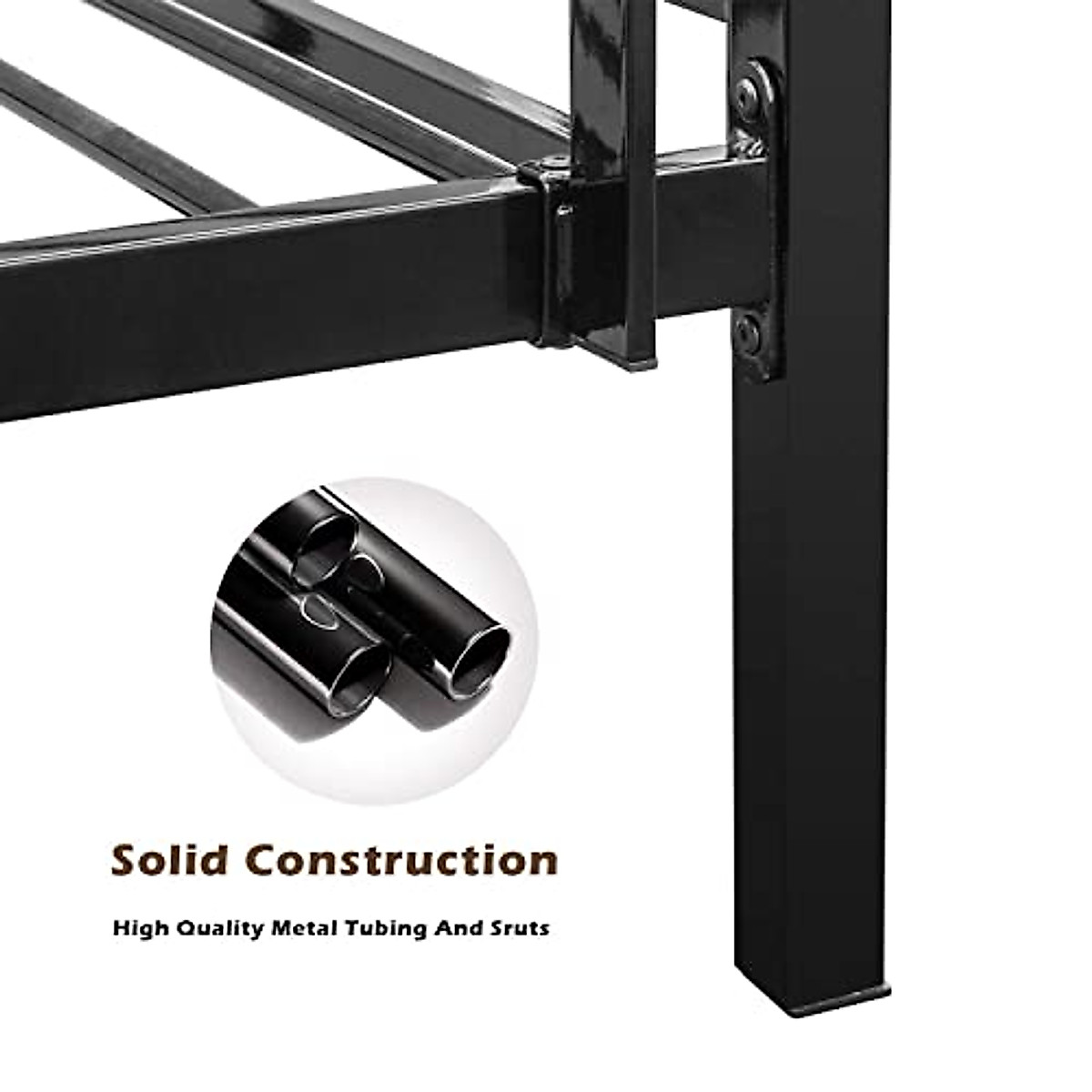 Bonnlo Twin Over Full Bunk Bed, Bunk Beds for Kids/Adults/Teens Bunk Bed with Stairs & Flat Rungs, Heavy Duty Metal Slat, No Box Spring Needed, Black