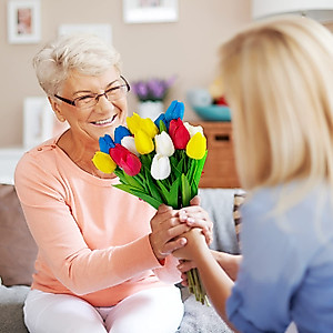 20pcs Fake Tulips Artificial Flowers for Decoration. Fake Flowers Artificial Tulip Bouquet Real Touch PU Faux Flowers for Valentines Day Anniversary Home Wedding Party Office Hotel Garden Floral Décor