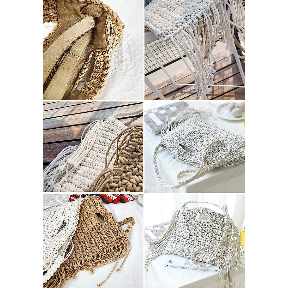 Nice Pies Solid Color Tassel Summer Beach Bag Tote Braided Handbag Women Weave Grass Bag for Travel Everyday Use