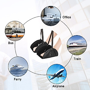 Airplane Footstool with Comfortable Non-Collision Base, Portable Travel Footstool with Eye Mask, Airplane Travel Accessories to Reduce Swelling and Soreness,Traveler's Gift (Black)
