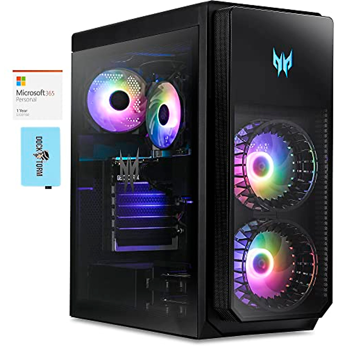 Acer Predator Orion 5000 Gaming & Entertainment Desktop PC (Intel i7-12700F 12-Core, 16GB DDR5 4400MHz RAM, 2TB PCIe SSD + 2TB HDD (3.5), Win 11 Home) with MS 365 Personal, Dockztorm Hub