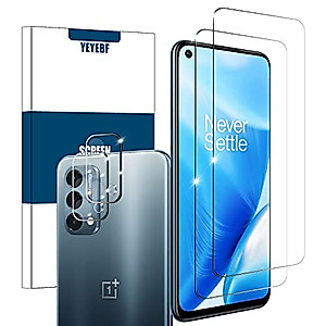 OnePlus Nord N200 Tempered Glass Screen Protector + Camera Lens Protectors by YEYEBF, [2+2 Pack] [3D Glass] [Bubble-Free] [Anti-Glare] for Nord N200