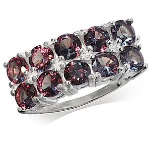 Silvershake Simulated Color Change Alexandrite White Gold Plated 925 Sterling Silver Ring Size 8