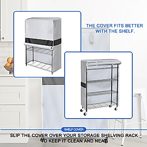 MOLLYAIR Wire Shelf Covers,600D Heavy Duty Waterproof Dustproof Shelving Unit Cover, Rack Covers Suitable for Multiple Scenarios Such as Living Rooms, Kitchens, and More. (Silver Black,36x18x72 Inch)