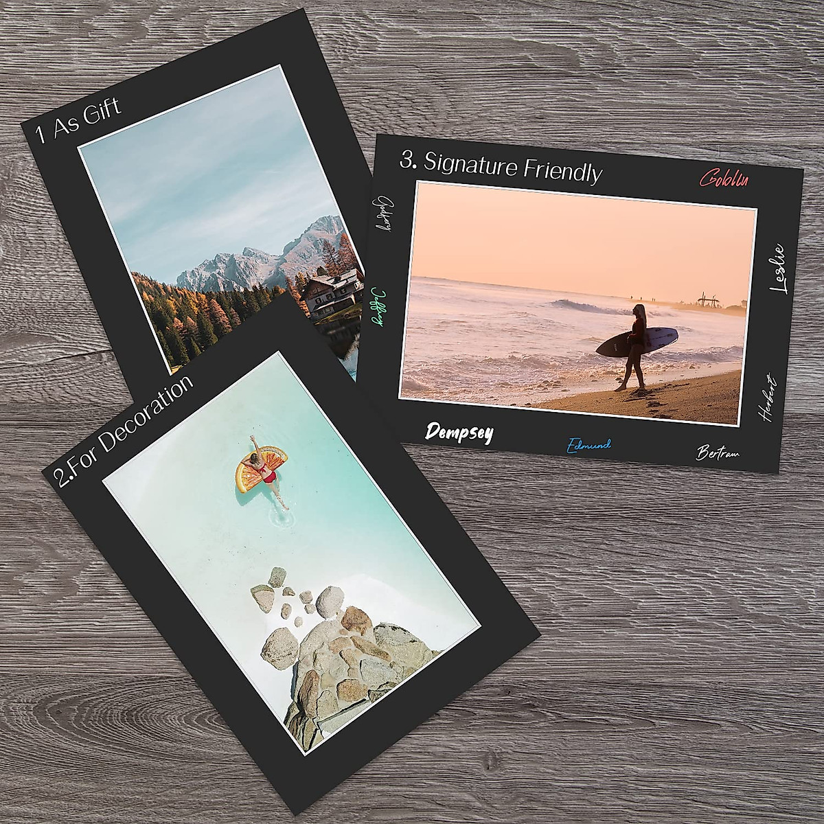 Golden State Art, Acid Free, Pack of 100, 5x7 Black Picture Mats Mattes for 4x6 Photos - White Core Bevel Cut