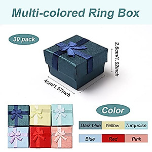 Ira Pollitt 30 PCS Gift Box Set Ring Small Ring Gift Box Sturdy Cardboard Cube Box for Ring Earring Jewelry Pendants, Necklaces for Christmas, Birthday, Anniversaries,Valentine’s Day(1.6 x 1.2 in)