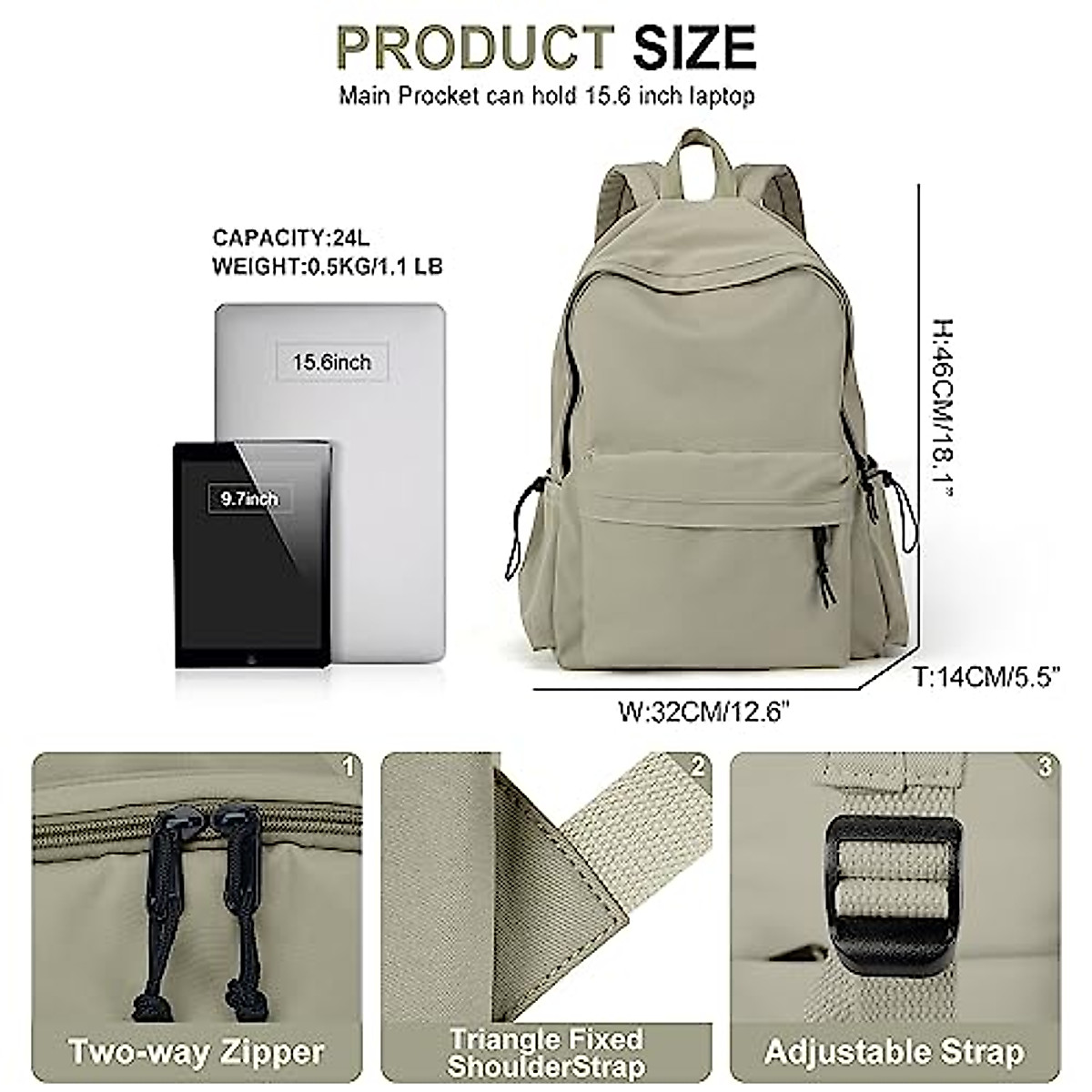 WEPOET Lightweight Basic Backpack For High School,College Bookbag For Womens,Travel Laptop Backpacks For Teen Girls,School Bag Casual Daypack