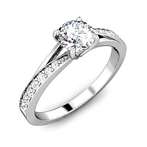 Blocaci Engagement Ring 1 CT Center Round Cut Moissanite Engagement Rings for Women 10k White Gold Free Engraving