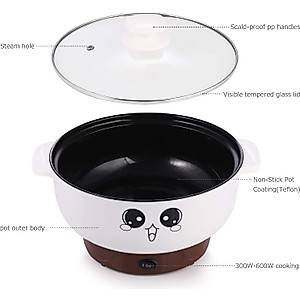 BXE 4-in-1 Multifunction Electric Cooker Skillet Wok Electric Hot Pot For Cook Rice Fried Noodles Stew Soup Steamed Fish Boiled Egg Small Non-stick with Lid (without Steamer,White)
