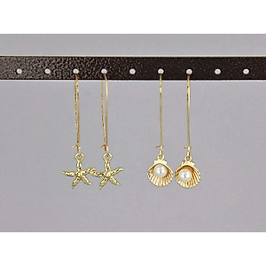 Gold Sea Shell Earrings For Women Set Faux Pearl Oyster Shell 2" Long Dangle Earrings For Women Set