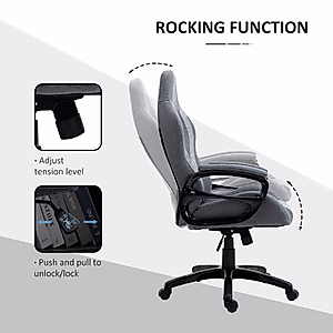 Vinsetto Ergonomic Home Office Chair High Back Task Computer Desk Chair with Padded Armrests, Linen Fabric, Swivel Wheels, and Adjustable Height, Grey