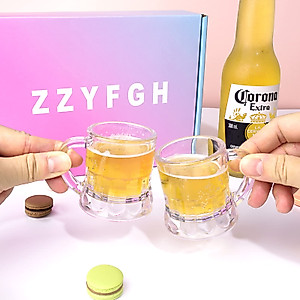 ZZYFGH Mini Plastic Beer Mugs, 2 Oz Mini Beer Glasses Shot Glasses with Handle for Party (Set of 12)