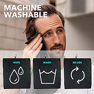 SweatBlock Microfiber Sweat Absorbing Handkerchief - Sport, Gym, Daily Use - for Hands, Face, Body - Machine Washable, Reusable - Men & Women - 15x15 (3 Pack, Black)