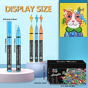 RESTLY Acrylic Paint Pens, 60 Colors Acrylic Paint Marker, 0.7mm Extra Fine Paint Pens for Canvas, Rock Painting, Wood, Glass, Metal, Ceramic, stone
