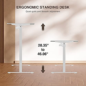 LCVXYERQ 55x24inch Adjustable Desk Electric Standing Desk Sit Stand up Desk Height Adjustable Home Office Workstation Memory Preset with Splice Table Plate White