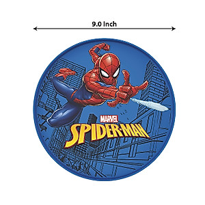Zak Designs Marvel Spider Man Double-Sided Embossed Texture and 3 Sections Durable Material is BPA Free and Perfect for Kids (9", Set of 2), 9 inches, SpiderMan Classic PP Flip-It Plate 2pc (SPCE-1390)