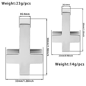 DOEARKO 2pcs Stainless Steel Sword Dangle Cross Ear Tunnels Plugs Expander Stretcher Gauges Earrings Body Piercing Jewelry (16mm(5/8"), Black)