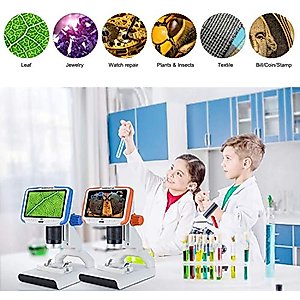 Andonstar AD205 Digital Microscope 200X Magnification USB LCD Microscope for Children, Student, Hobbyist DIY, with Slides Kit School Lab Fun&Educational Plant Insect Specimen Slides Observation