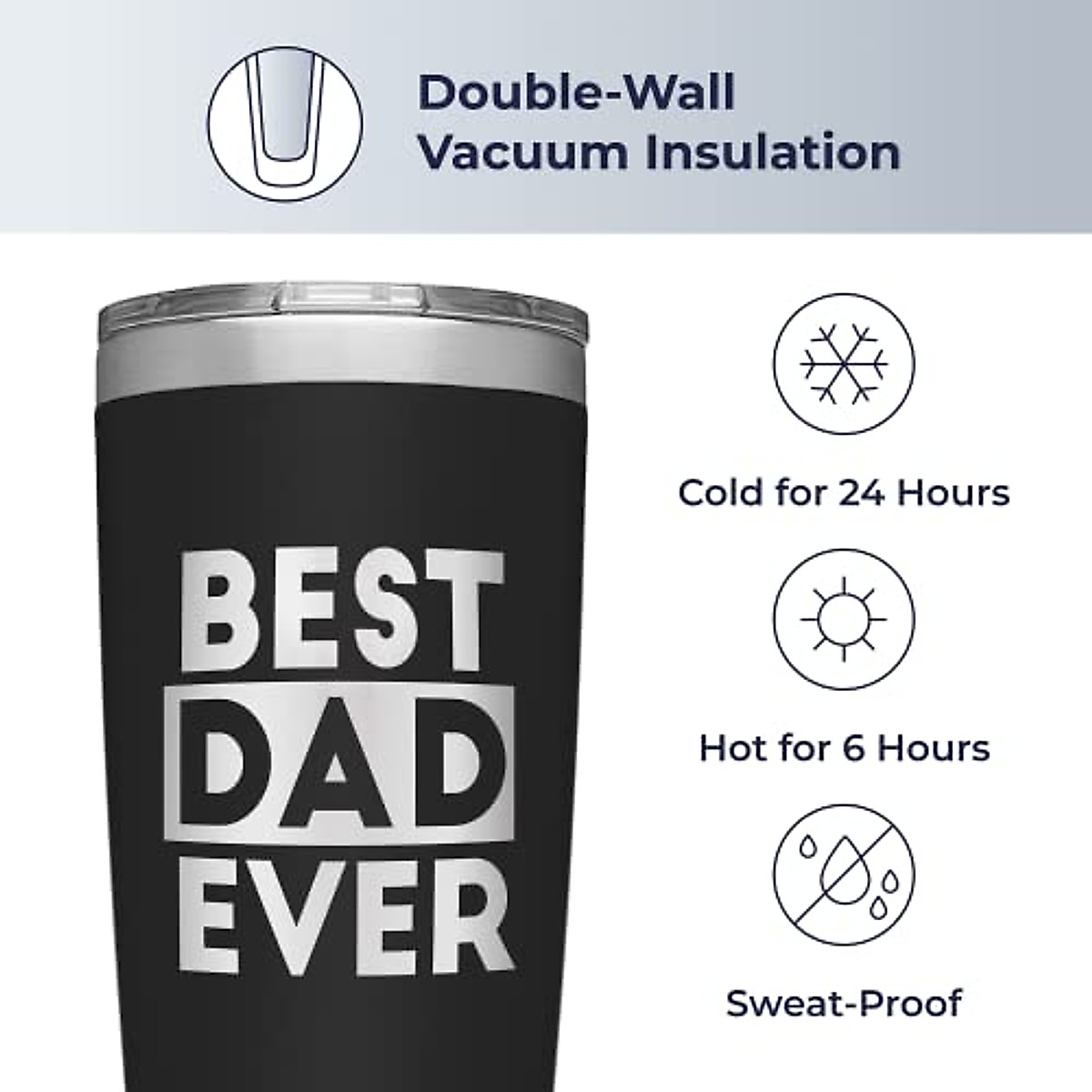 SassyCups Best Dad Ever Tumbler - Dad Gifts Cup - Best Dad Ever Mug - Fathers Day Gifts For Dad From Son, Daughter, Kids - Worlds Best Dad Mug