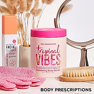 Body Prescriptions Exfoliating Body Scrub | 21.16 Oz Body Cleanser Infused with Passionfruit | Daily Body Wash for Nourished and Ultra Smooth Skin, ?Tropical Vibes?