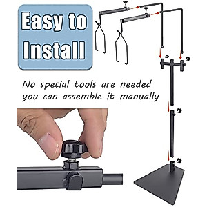 14.4" to 36.2" Adjustable Reptile Dual Heat Lamp Stand for Terrarium Metal Light Stand Floor Lamp Holder Heating Light Bracket Light Hanger for Fixing Porcelain, Deep Dome or Wire Clamp Lamp Fixtures