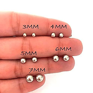 14K White Gold Ball Stud Earrings, 3mm