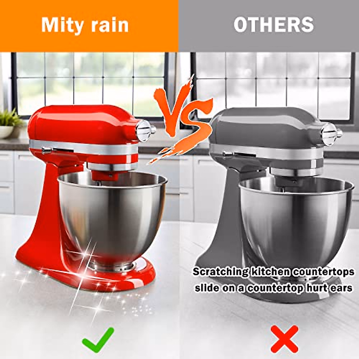 Mity rain Mixer Sliding Mat, Non-Deformable Mixer Mover, Kitchen Appliance Slider Mats Compatible with KitchenAid Mixer 4.5-5 Qt Tilt-Head Stand Mixer