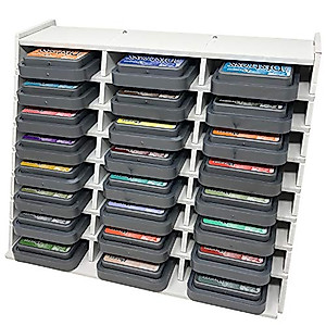 Pixiss Ink Pad Storage Holder and Stamp Pad Storage for Distress Oxide Ink and Others Sits Horizontal or Vertical - Stores 24 Ink Pads Craft Storage Organizer