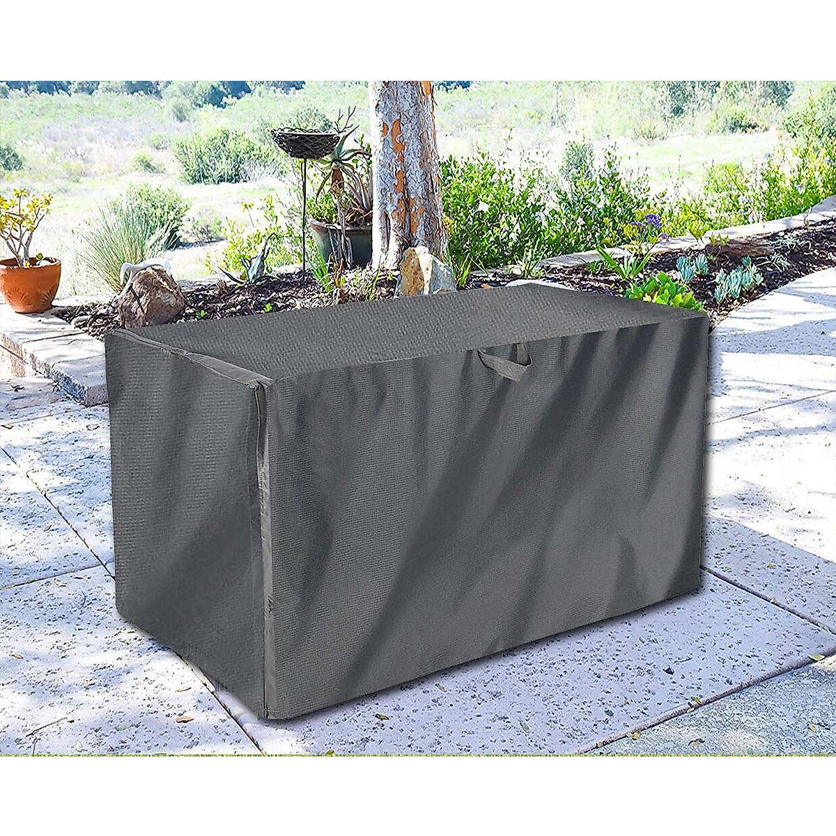 Patio Deck Box Cover to Protect Large Deck Boxes,Deck Storage Box Cover Protects from Outdoor Rain Wind and Snow(Gray, 62 in)