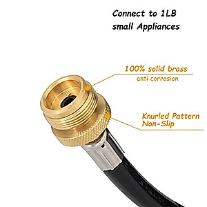 4 Feet Propane Adapter Hose 1lb to 20lb Converter for QCC1 / Type1 Tank Connects 1 lb Bulk Portable Appliance to 20 lb Propane Tank, Propane Converter Hose Compatible with Weber q1200 q1000 Grill
