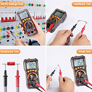 Mastfuyi Digital Multimeter, Multi Tester with NCV Non-Contact Voltage Detection, Battery Tester, Auto-Ranging Tests, True RMS 1999 Counts, AC/DC Current, AC/DC Voltage, Resistance, Continuity, Diode
