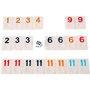 Homwom 106 Tiles Rummy Game - Travel Games Rummy Board Game Rummy Set with Aluminum Case & 4 Anti-Skid Durable Trays