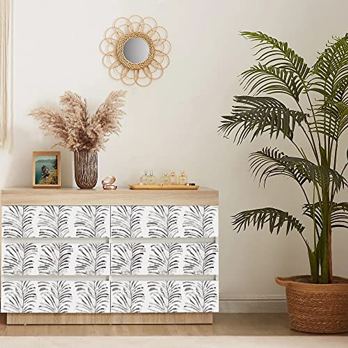 Modern Peel and Stick Wallpaper Boho Contact Paper for Cabinets Brown Wallpaper for Bedroom Self Adhesive Wallpaper Removable Stripe Wall Paper for Nursery Herringbone Shelf Drawer Liner17.3” x 78.7”