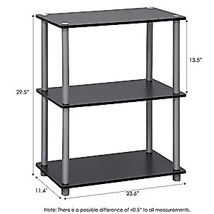 Furinno Turn-N-Tube 4-Tier Multipurpose Shelf Display Rack, Square Tube, Espresso/Black & Turn-N-Tube Display Rack, 3-Tier Single, Black/Grey