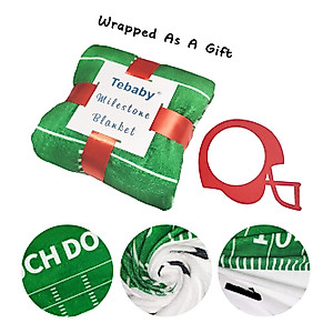 Tebaby Baby Monthly Milestone Blanket Boy - Newborn Month Blanket Unisex Neutral Personalized Shower Gift Football Sports Nursery Decor Photography Background Prop with Frame Large 51''x40''