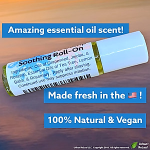 Urban ReLeaf Razor Rash & Bump Soothing Roll-On. Shrink Ingrown Hair Irritation, Help Itchy Red Skin. For Face, Neck, Bikini, Body. 100% Natural, Vegan. Essential Blend! Smells Amazing, Works Great!