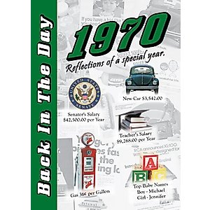 1970 Back In The Day - 24-page Greeting Card / Booklet with Envelope (5 x 7 Size) – Great for Birthdays, Anniversaries, Reunions, Graduations, Client & Corporate Gifts
