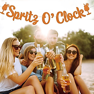 Spritz O’Clock Banner - Lemon Citrus Bridal Shower Bachelorette Wedding Party Decorations, Spritz Bar Banner, Orange Bridal Shower Spritz Station Decoration Orange Glitter